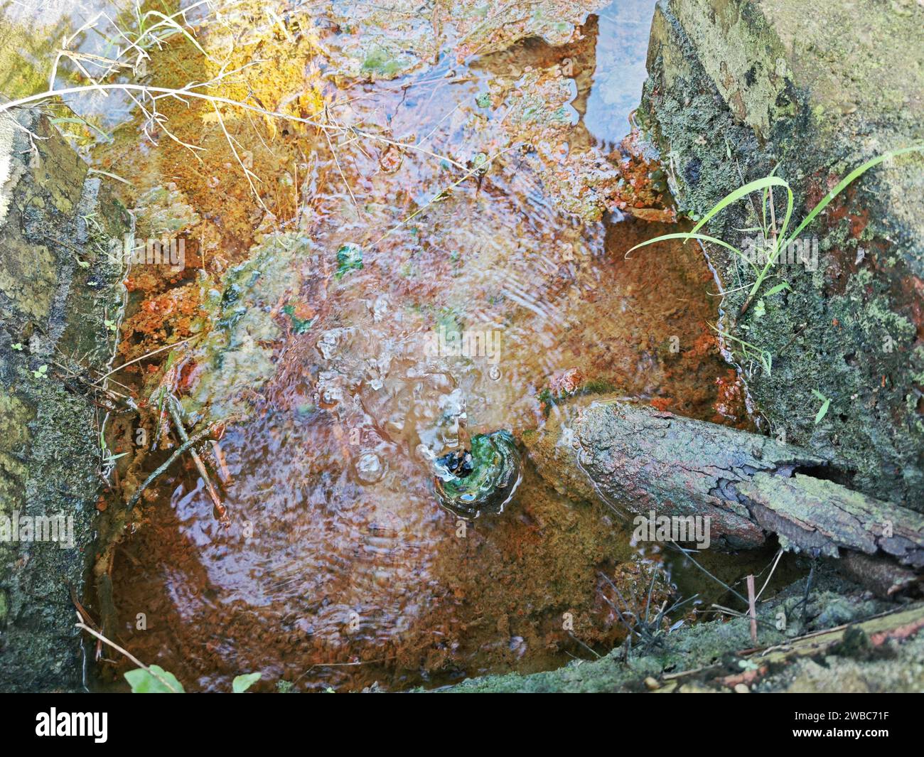 leakage water from the ground turned murky when mixed with the drainage ...