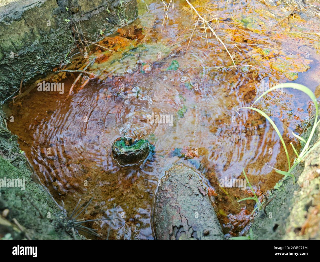 leakage water from the ground turned murky when mixed with the drainage ...