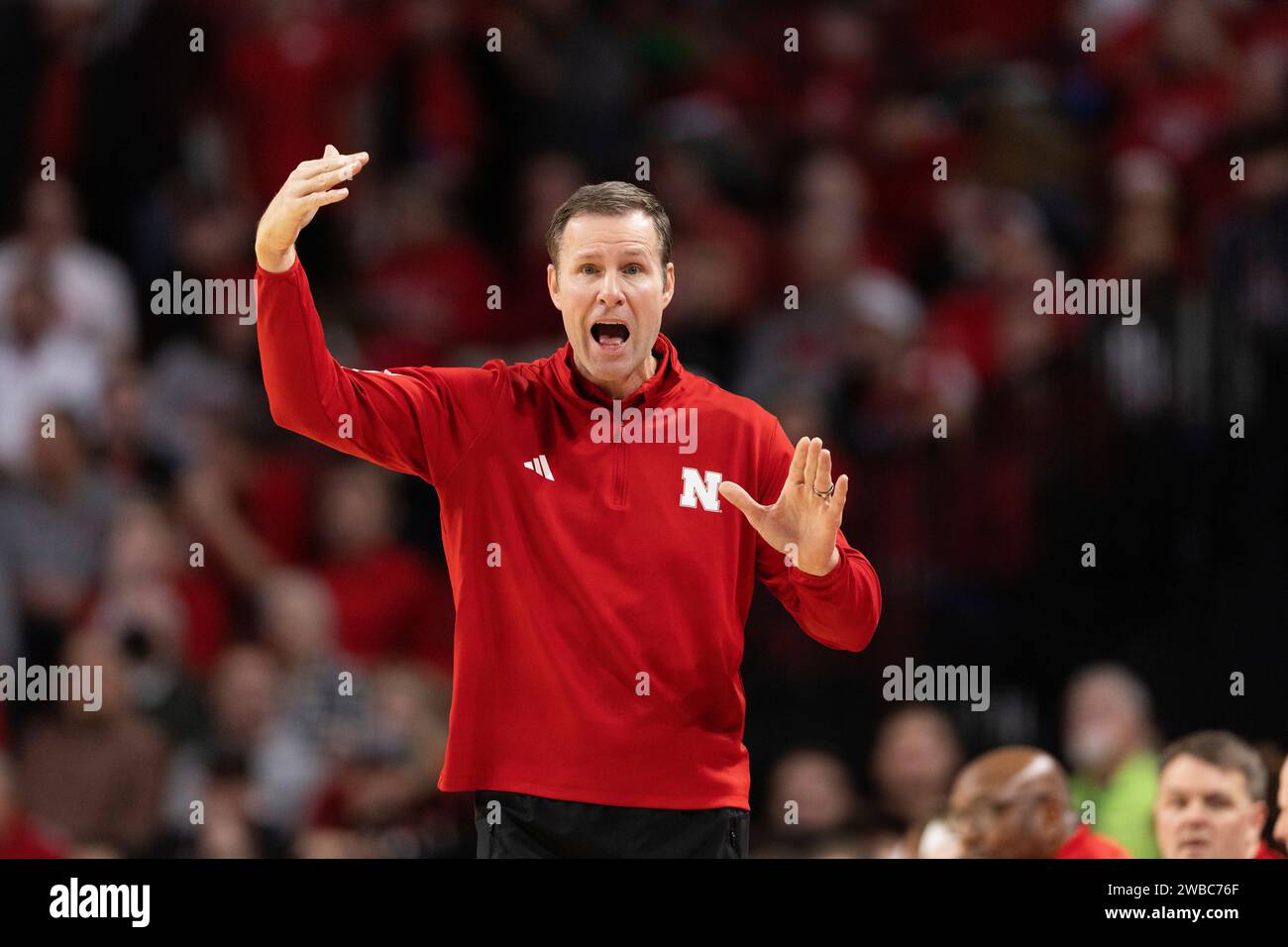 Nebraska coach Fred Hoiberg yells to the team during the first half of ...