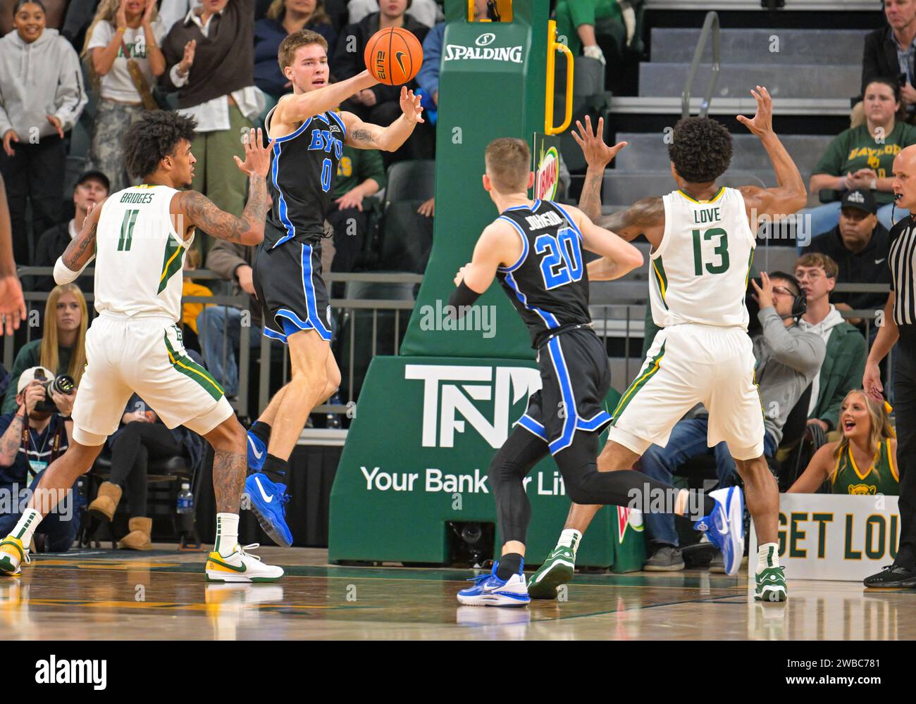 Waco, Texas, USA. 9th Jan, 2024. Brigham Young Cougars forward Noah ...