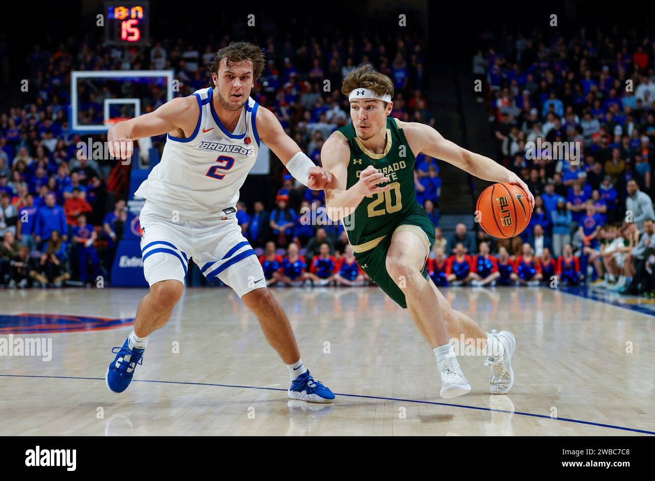 Colorado State guard Joe Palmer (20) drives toward the basket against ...