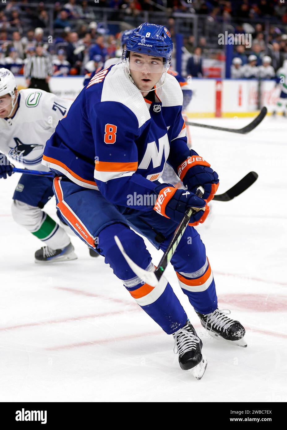 New York Islanders defenseman Noah Dobson (8) in action against the ...