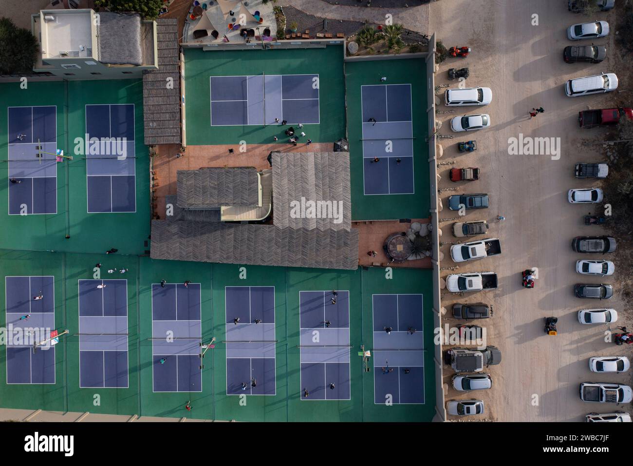 Pickleball being played at Tres Palapas Baja Pickleball Resort in Los ...