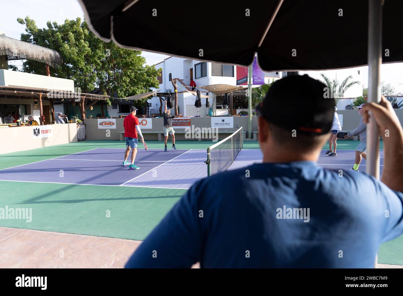 Pickleball being played at Tres Palapas Baja Pickleball Resort in Los ...