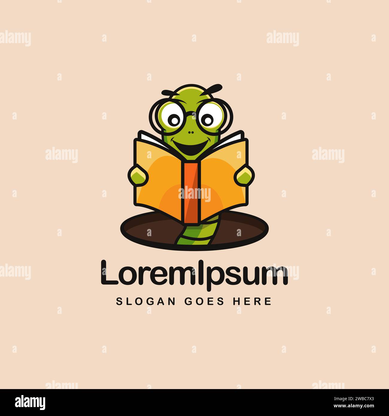 Bookworm logo mascot, worm logo Stock Vector Image & Art - Alamy