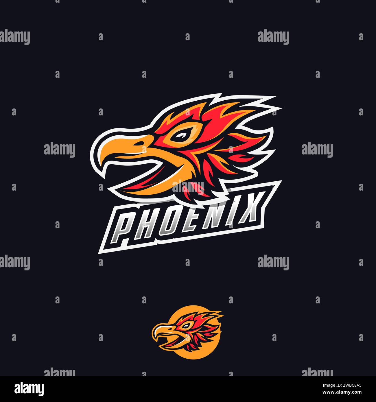 Phoenix emblem logo, e sport logo, vector illustration Stock Vector ...