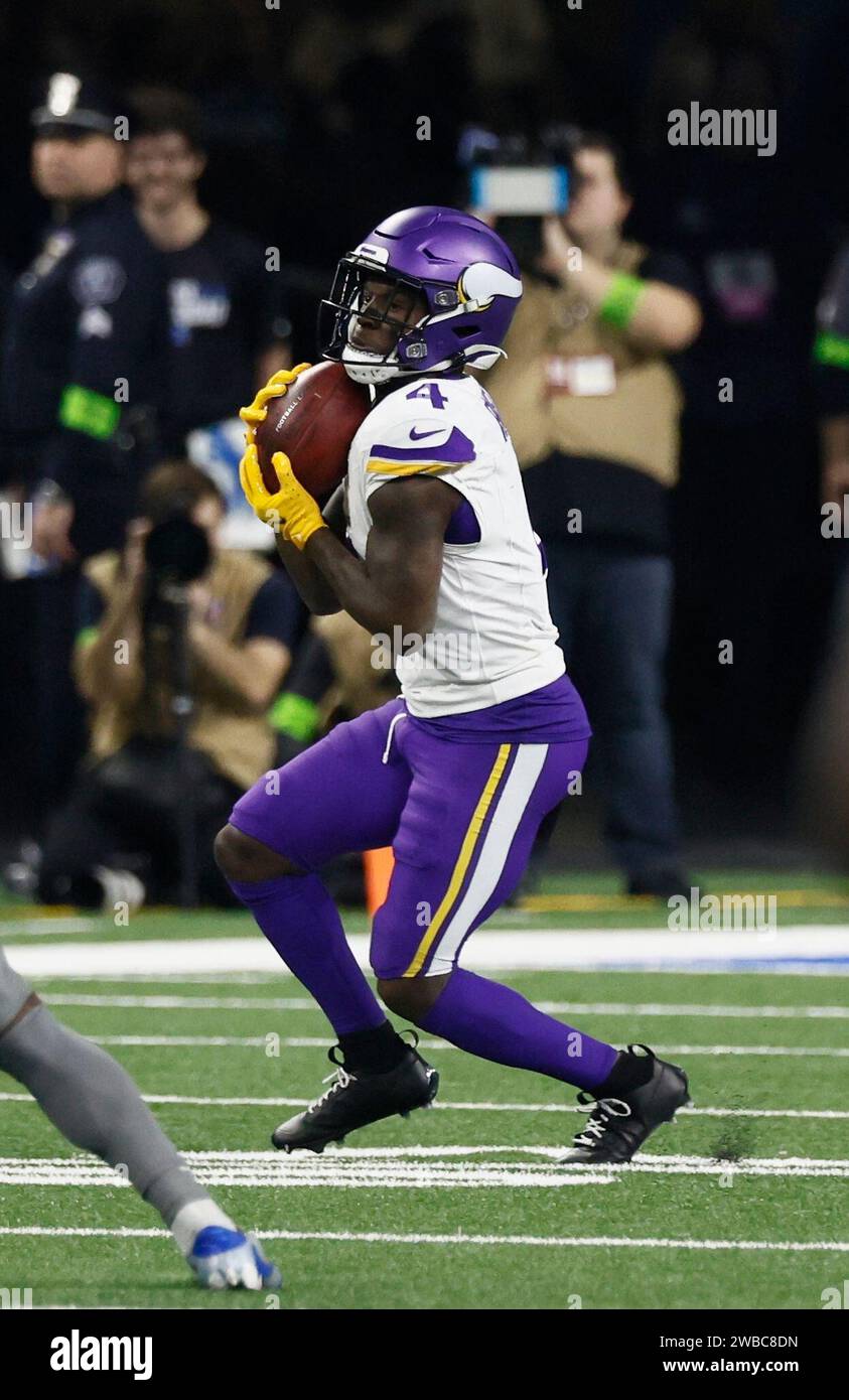 Minnesota Vikings wide receiver Brandon Powell (4) fields a punt ...