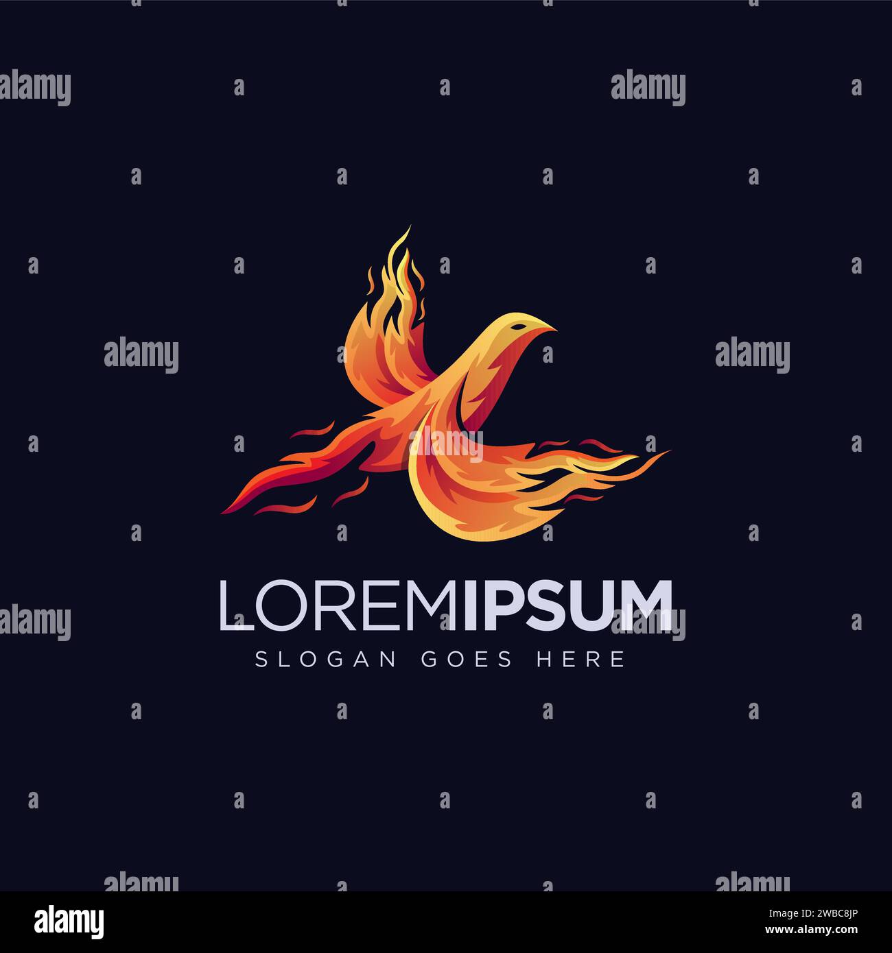 Modern flame flying phoenix logo icon vector Stock Vector Image & Art ...