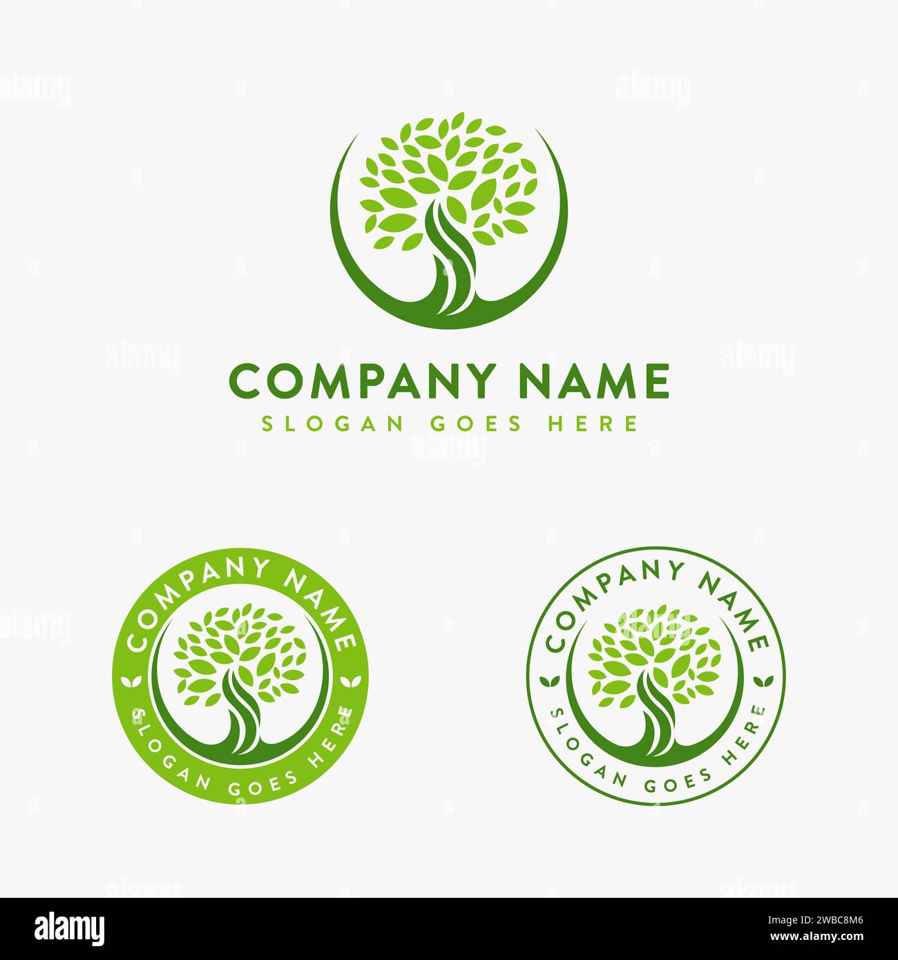 Set of simple elegant oak tree logo / old tree logo / tree of life logo ...
