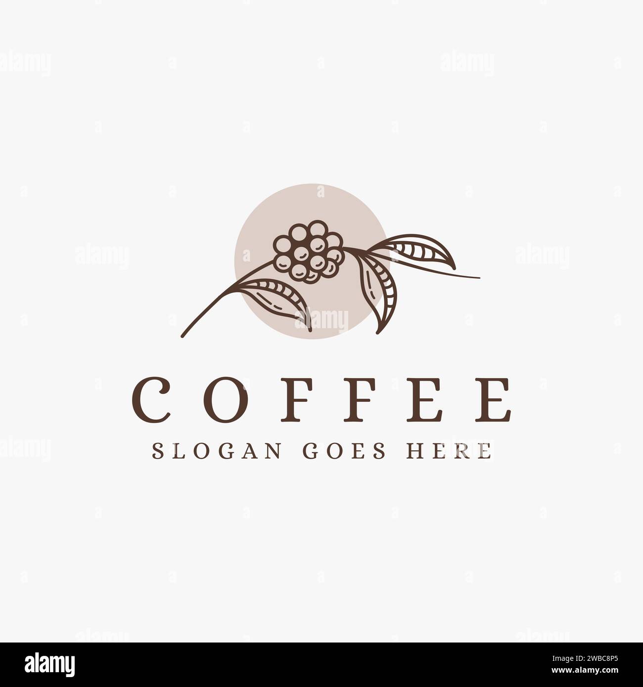 Lineart coffee branch logo, coffee bean logo, coffee plant logo Stock ...