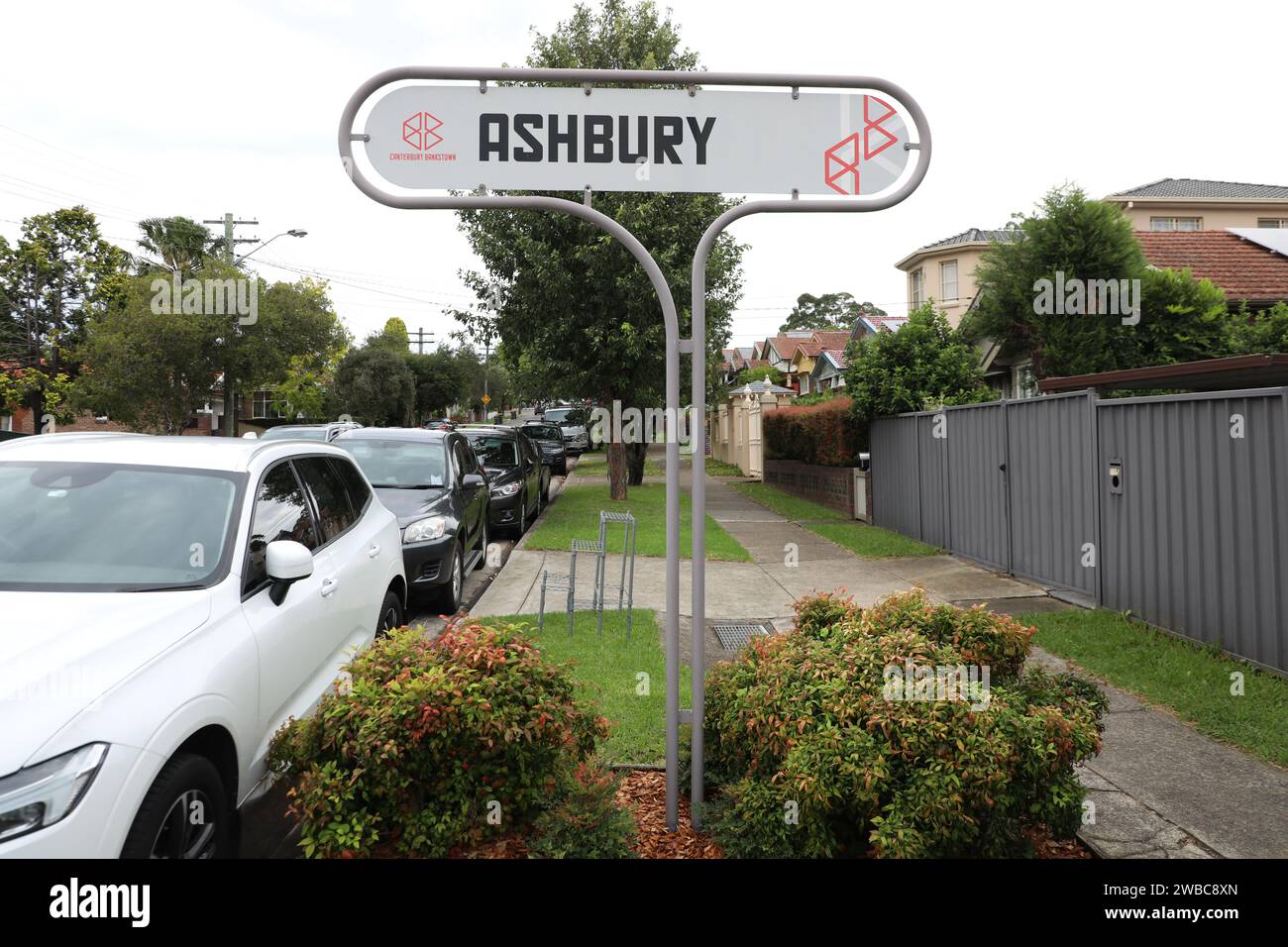 Sign for the start of the Sydney suburb of Ashbury on Holden Street ...