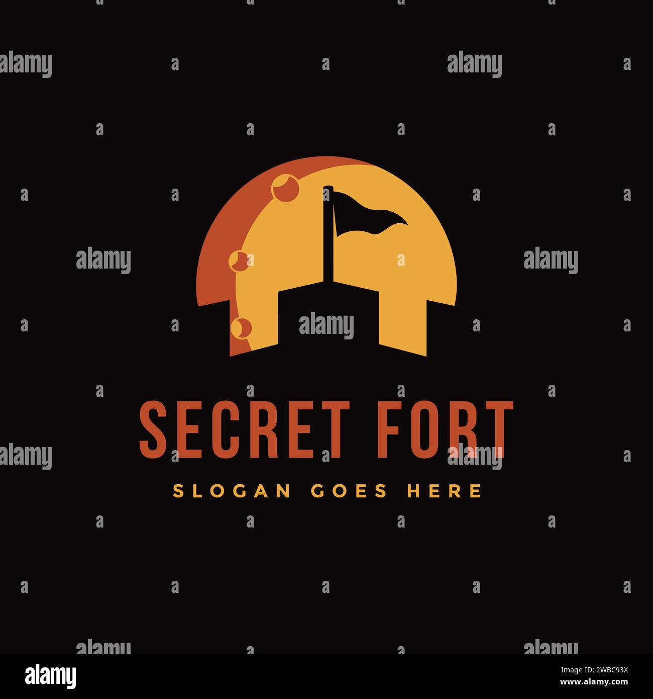 Negative space moon and fort castle logo vector Stock Vector Image ...