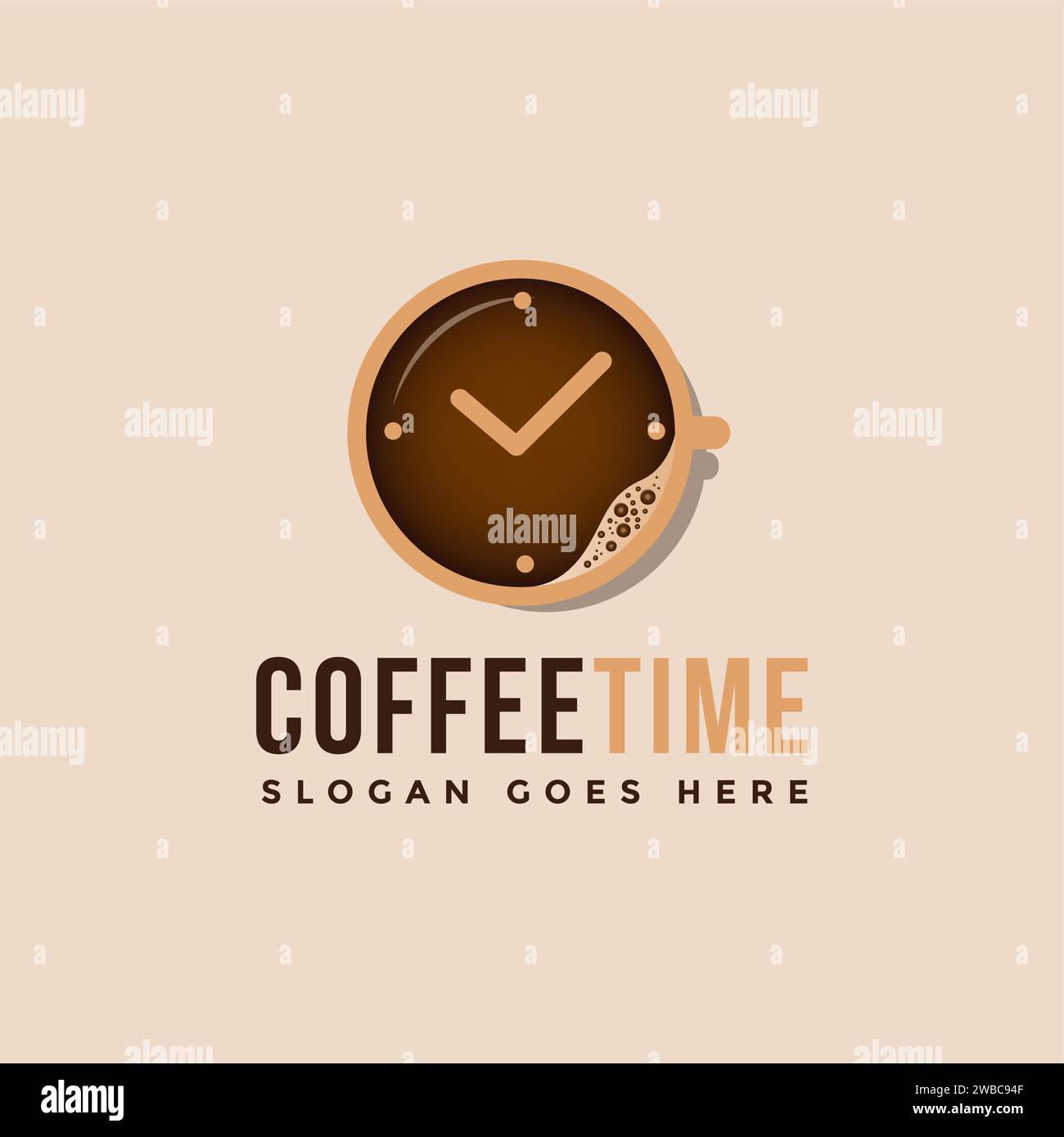 Clock and cup of coffee logo icon design, time to coffee vector icon on ...