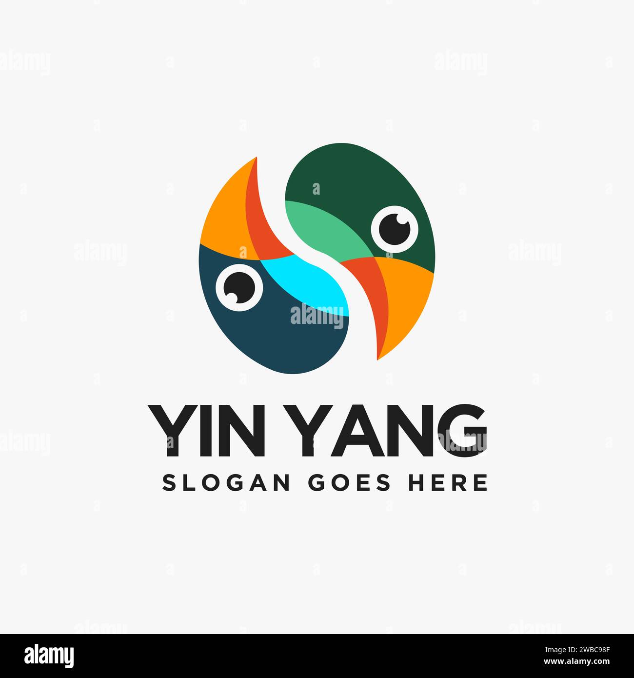 abstract Yin Yang couple bird logo template Stock Vector Image & Art ...