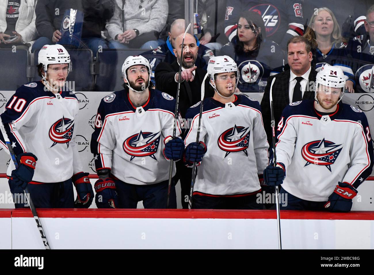 Columbus Blue Jackets head coach Pascal Vincent shouts instructions to ...