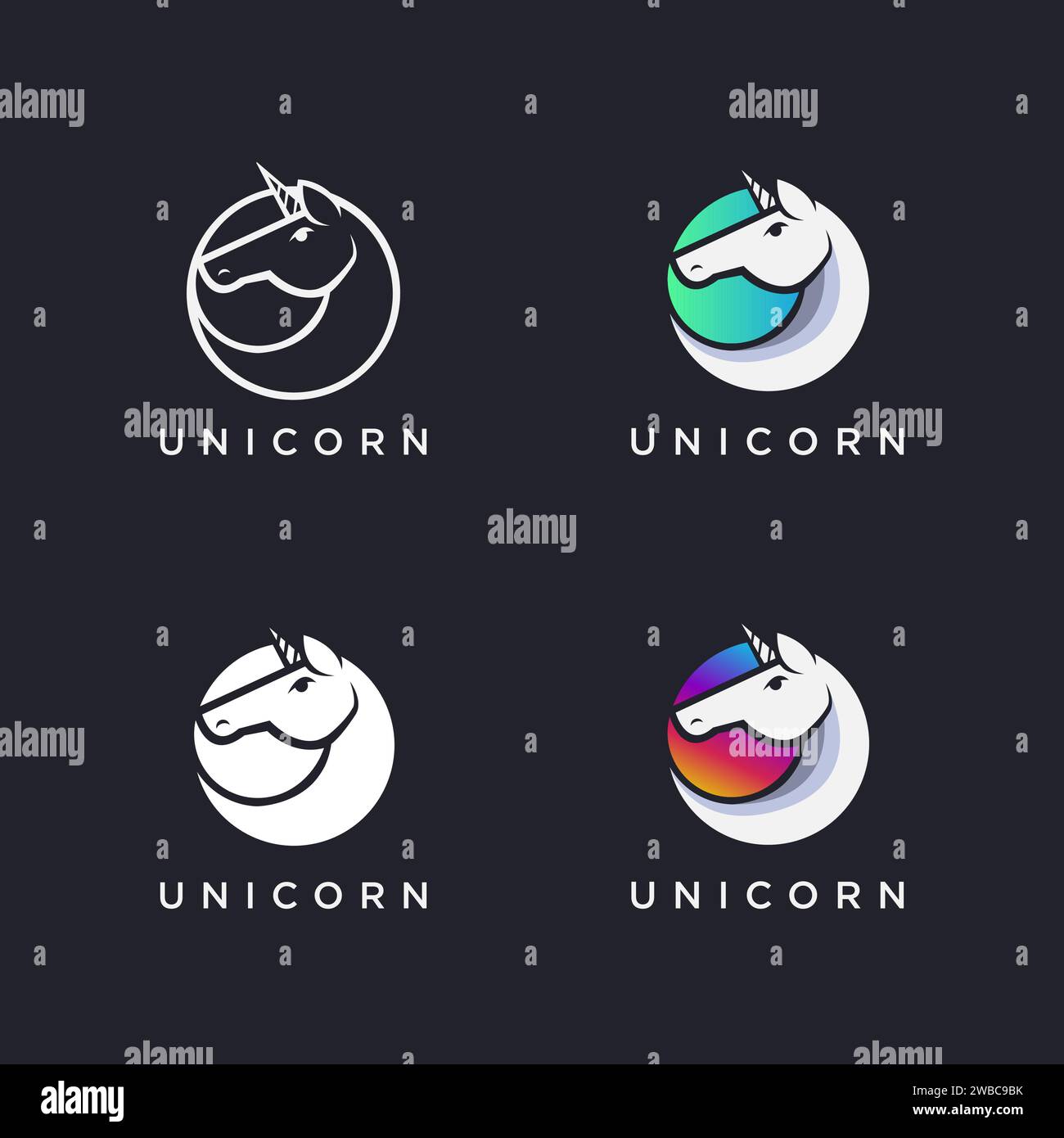 Set of Modern Unicorn Logo vector Stock Vector Image & Art - Alamy