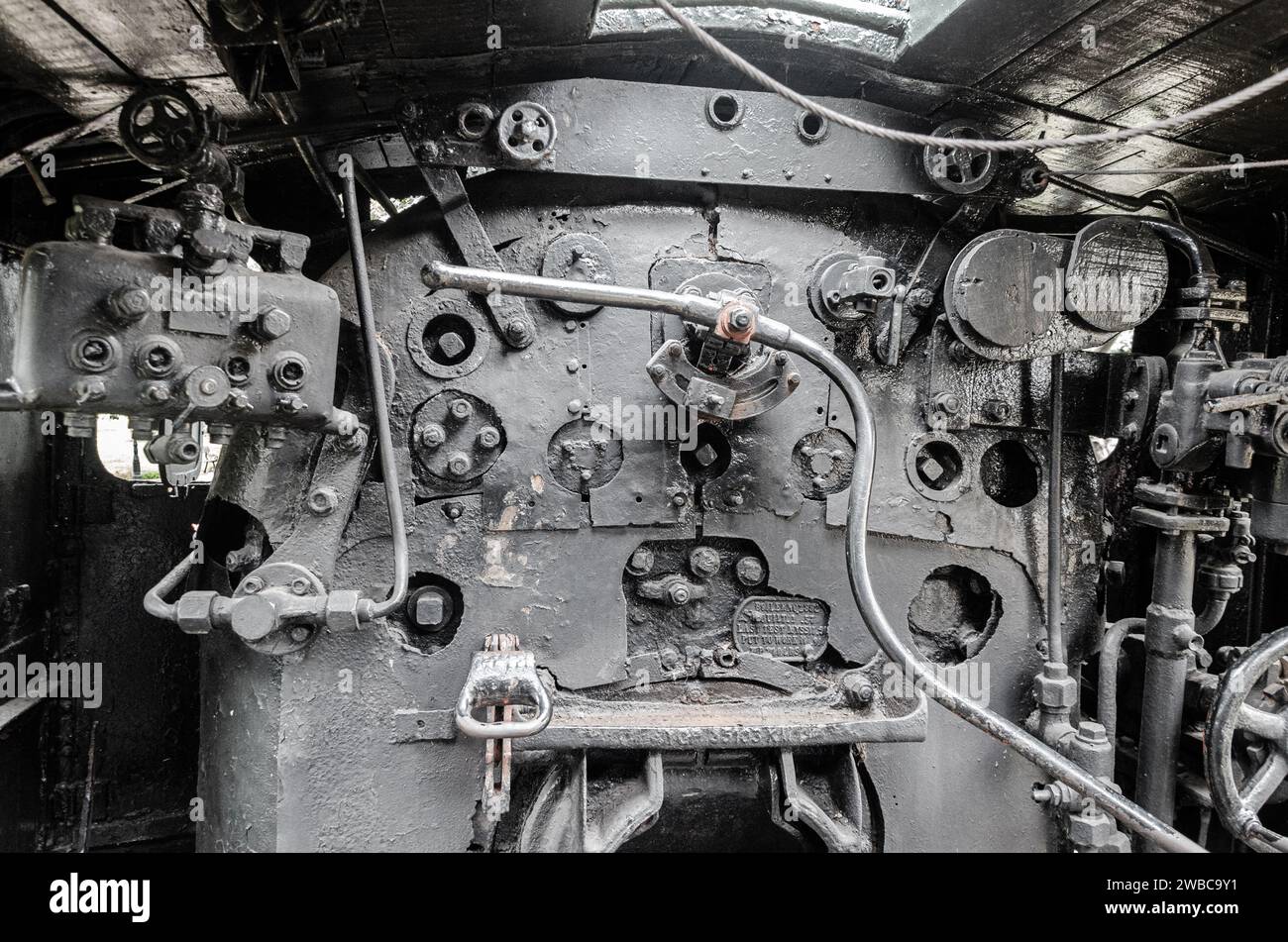 Coal fired boiler of an old steam locomotive engine Stock Photo - Alamy