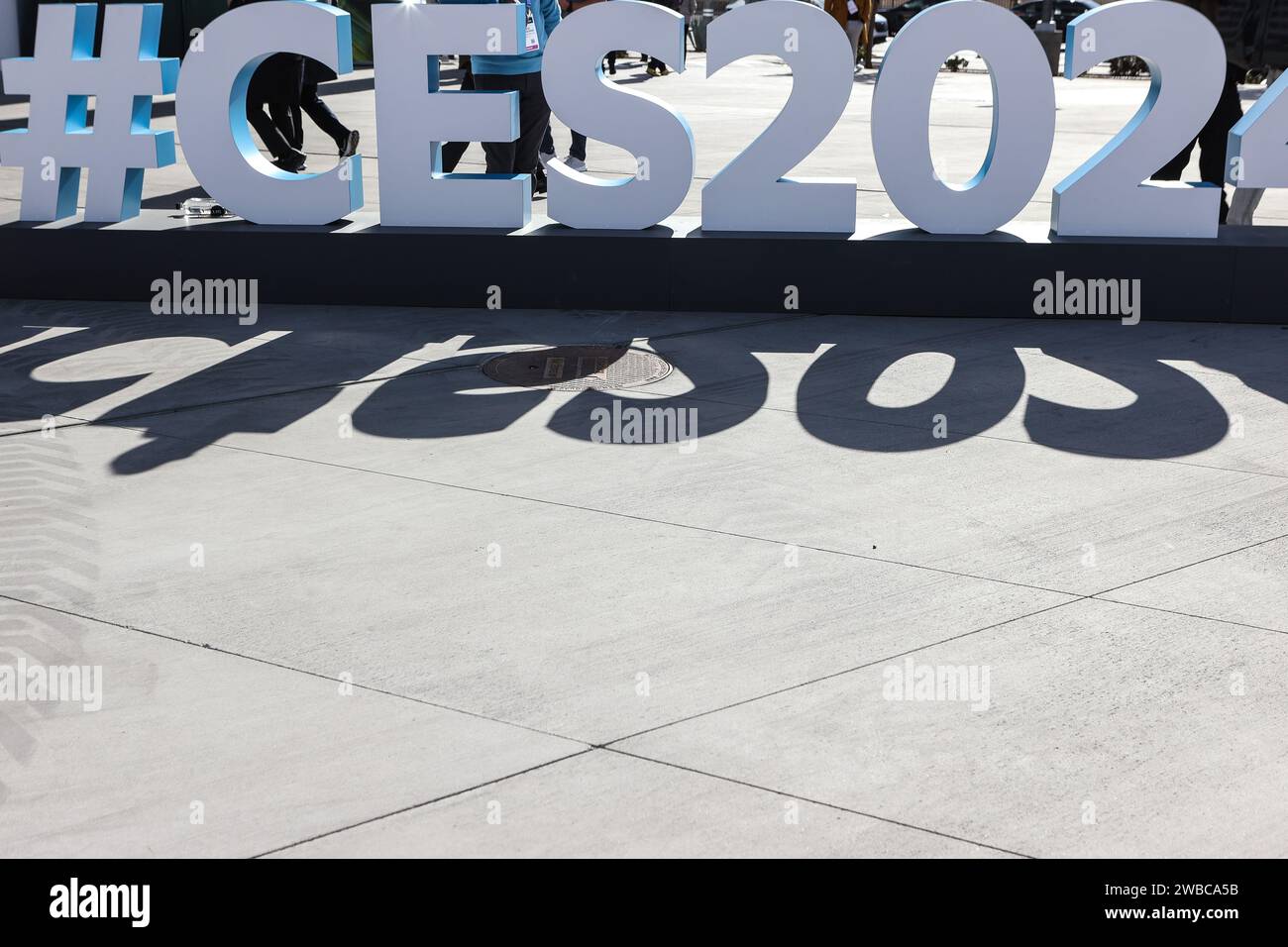 Las Vegas, NV, USA. 9th Jan, 2024. A silhouette photo of the CES sign ...