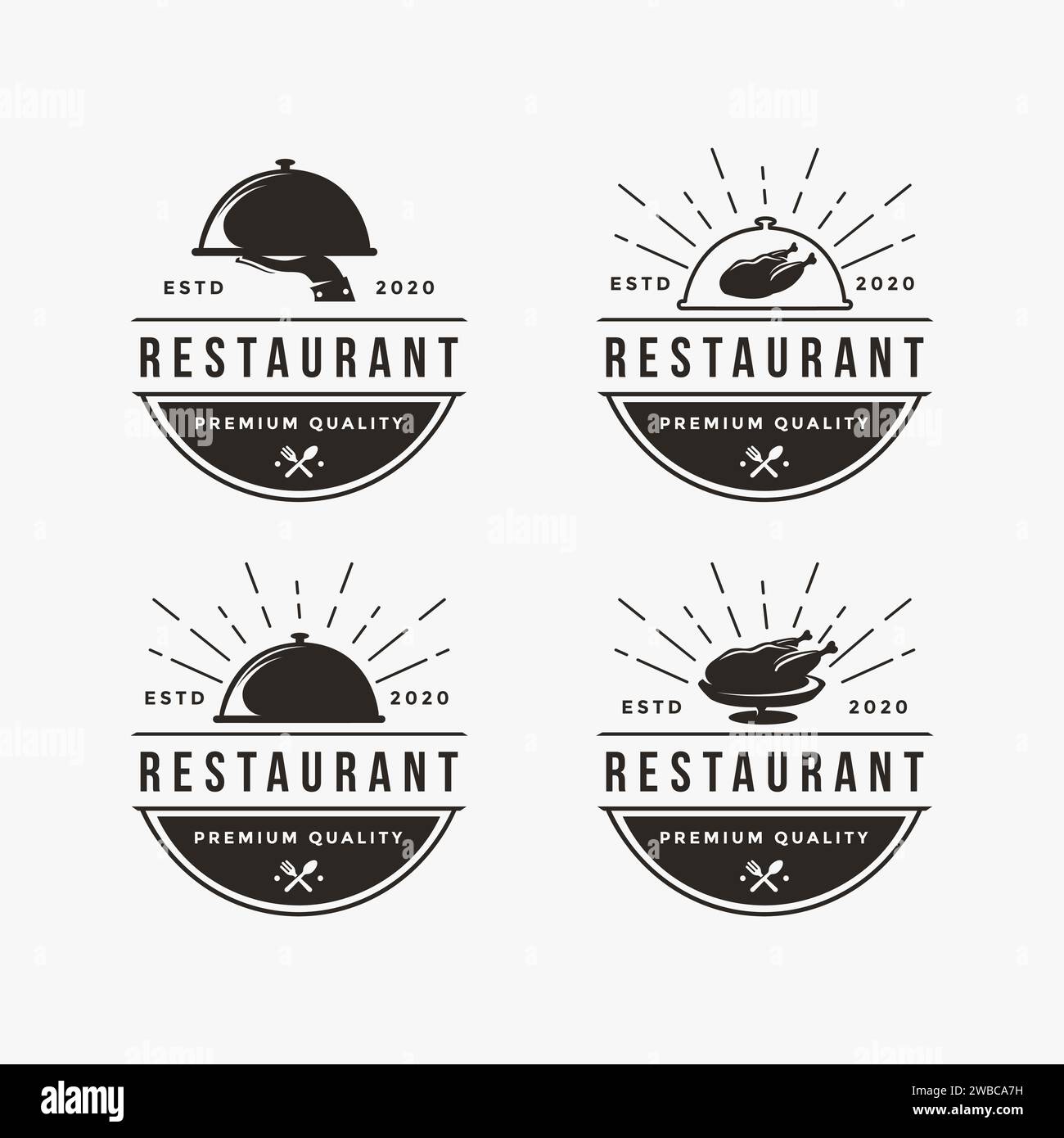 Restaurant logo set, food service logo set template Stock Vector Image ...