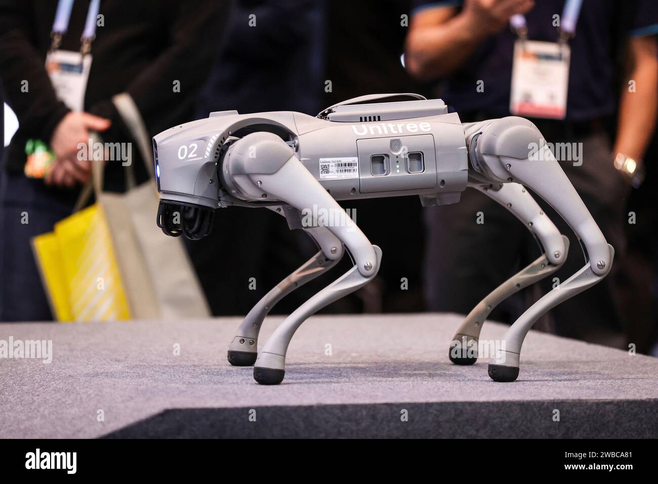 January 9, 2024: A United quadruped robot on display during the ...
