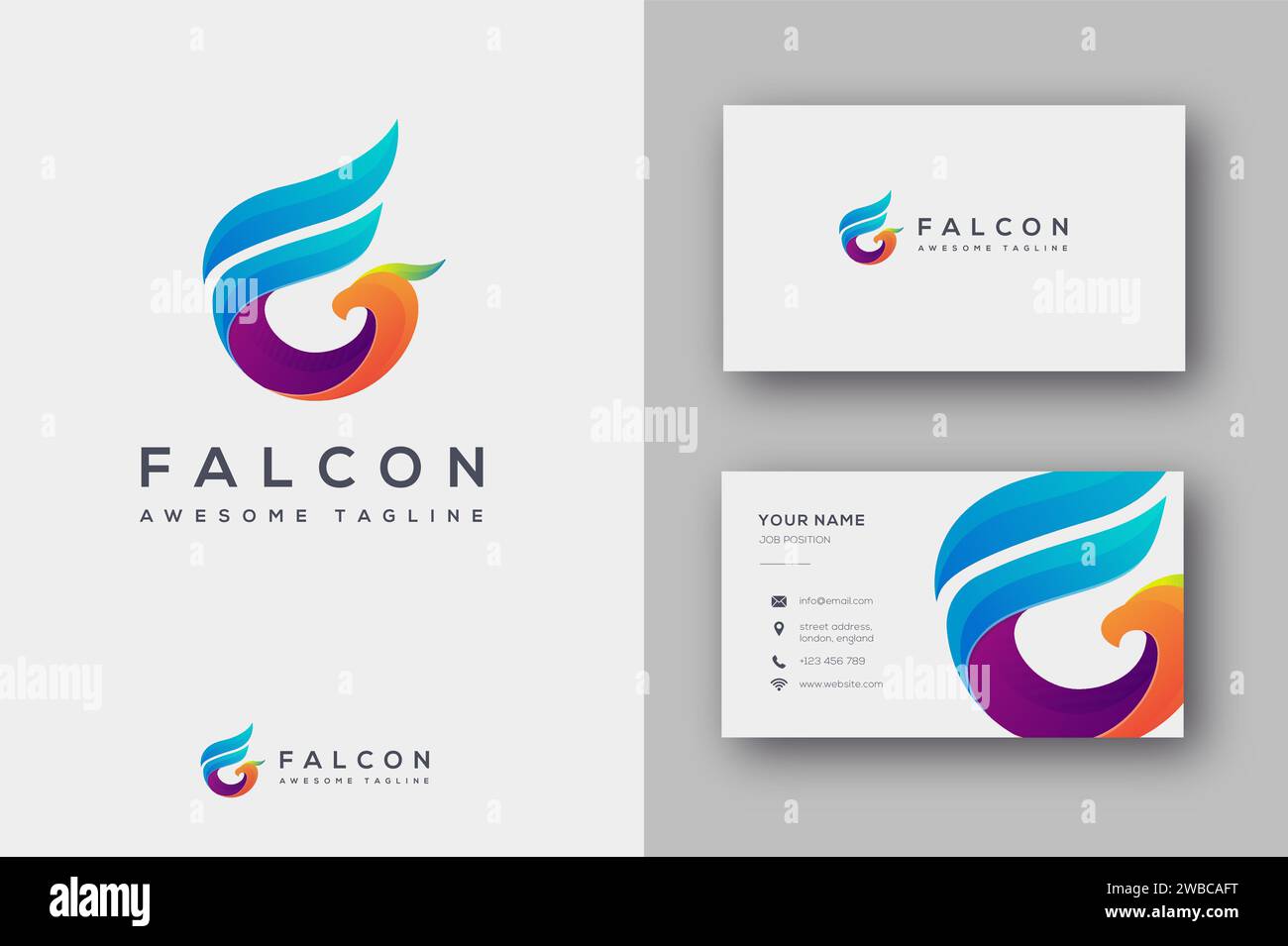 F letter logo for falcon, creative falcon logo icon and business card ...