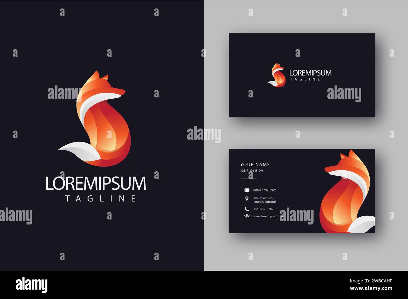 Modern Red fox logo and business card template Stock Vector Image & Art ...