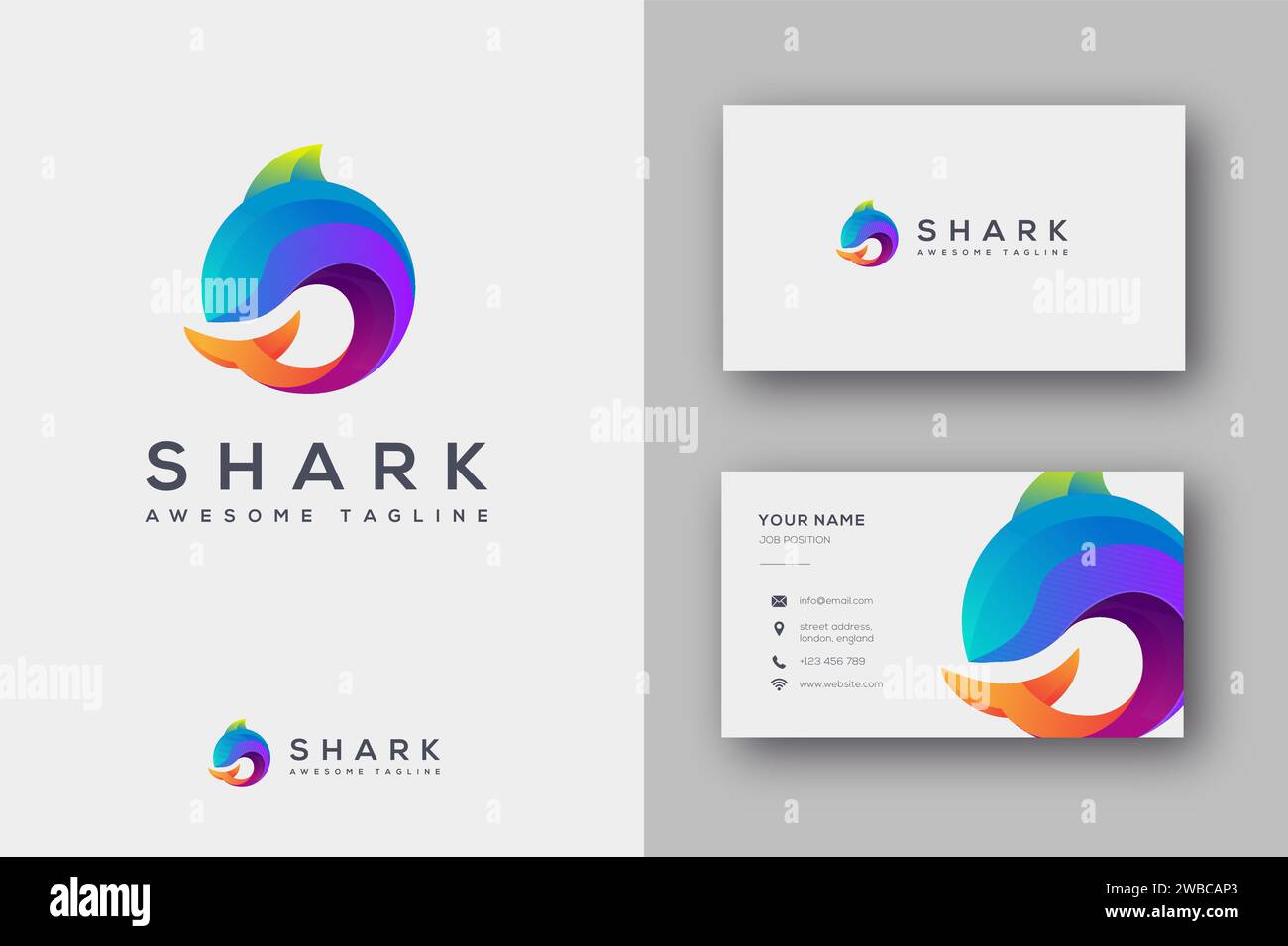 Modern geometric golden ratio Shark logo icon and business card ...