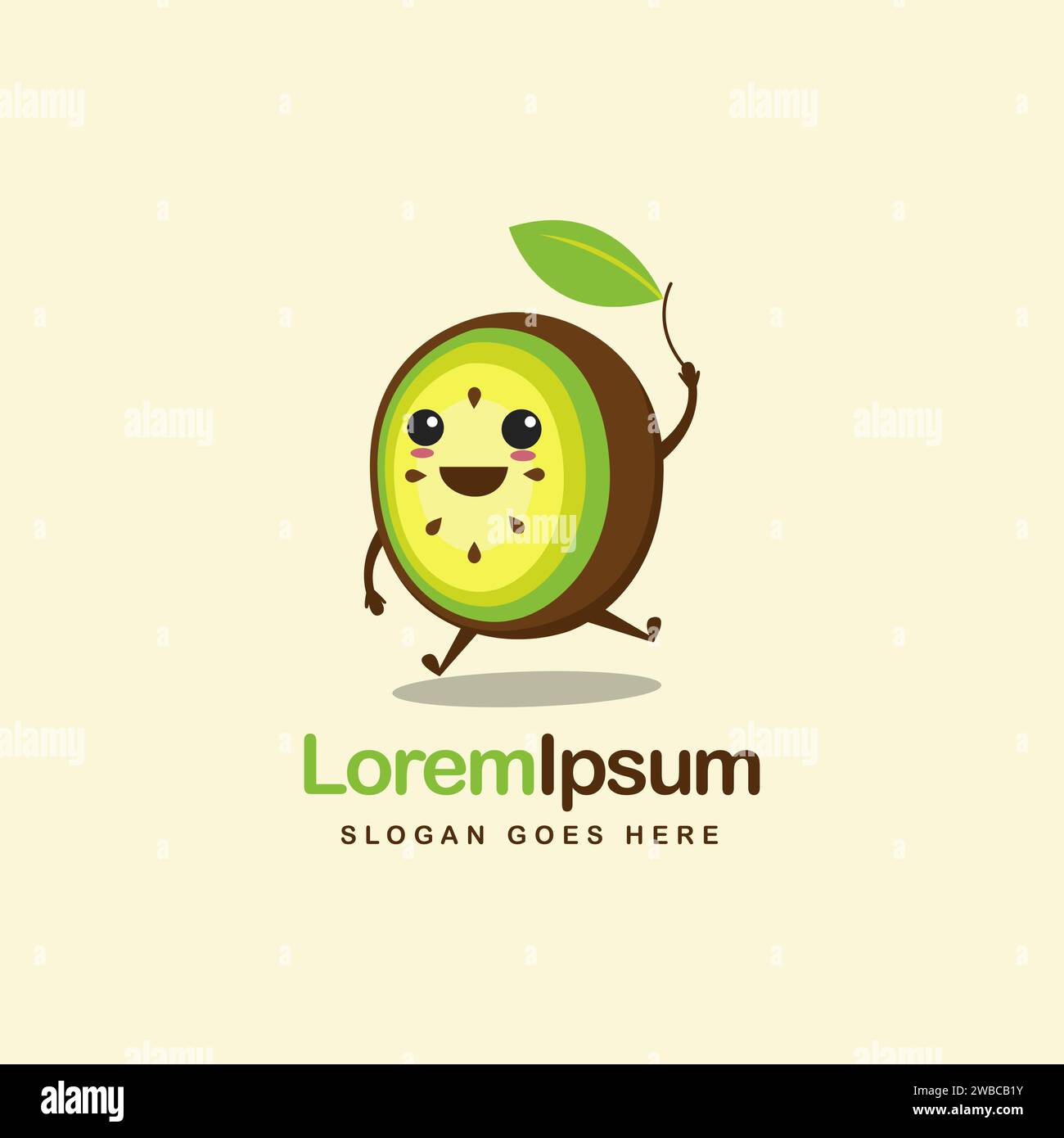Jumping happy kiwi fruit mascot logo vector Stock Vector Image & Art ...