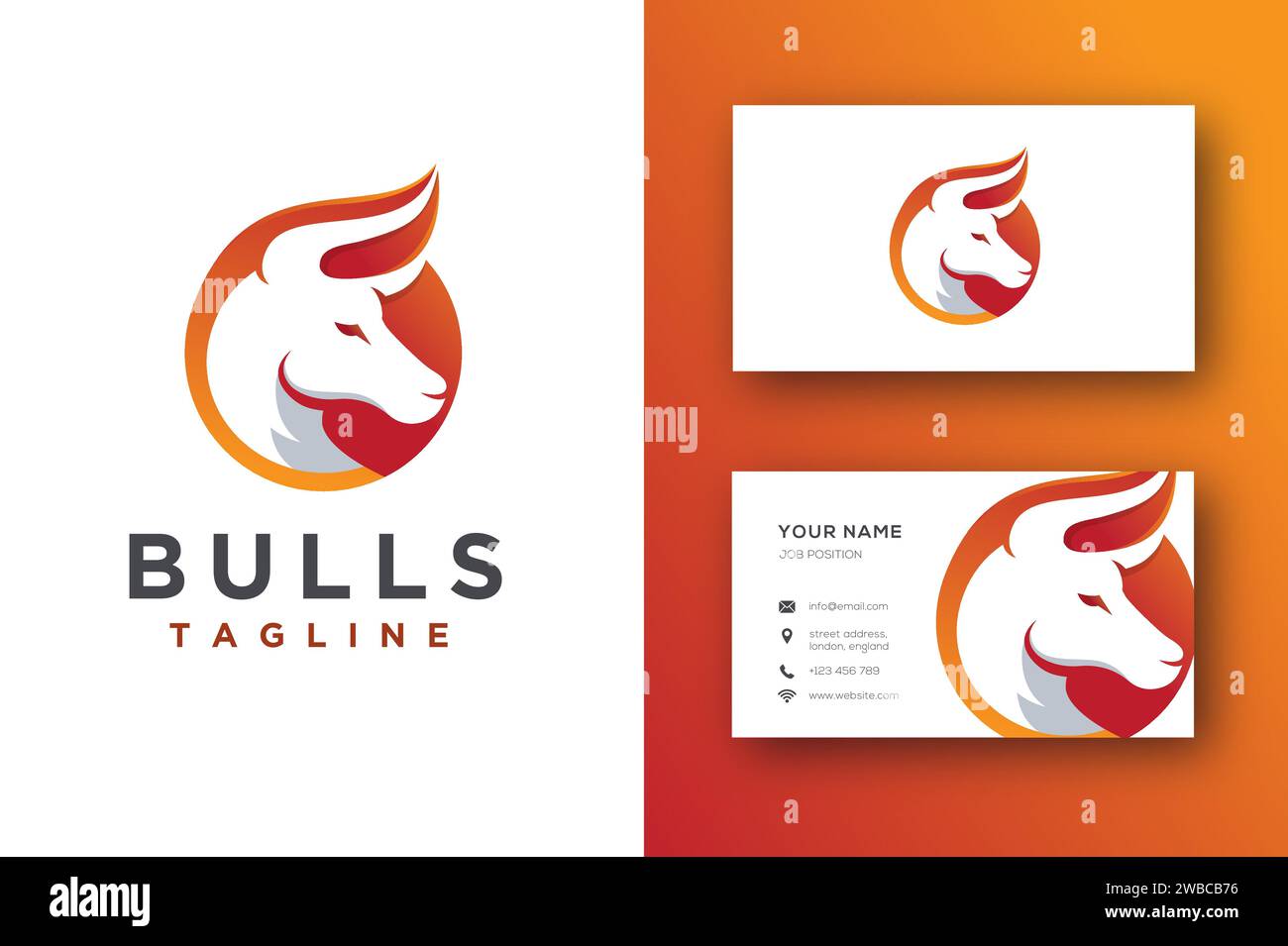 Modern geometric bull logo and business card template Stock Vector ...