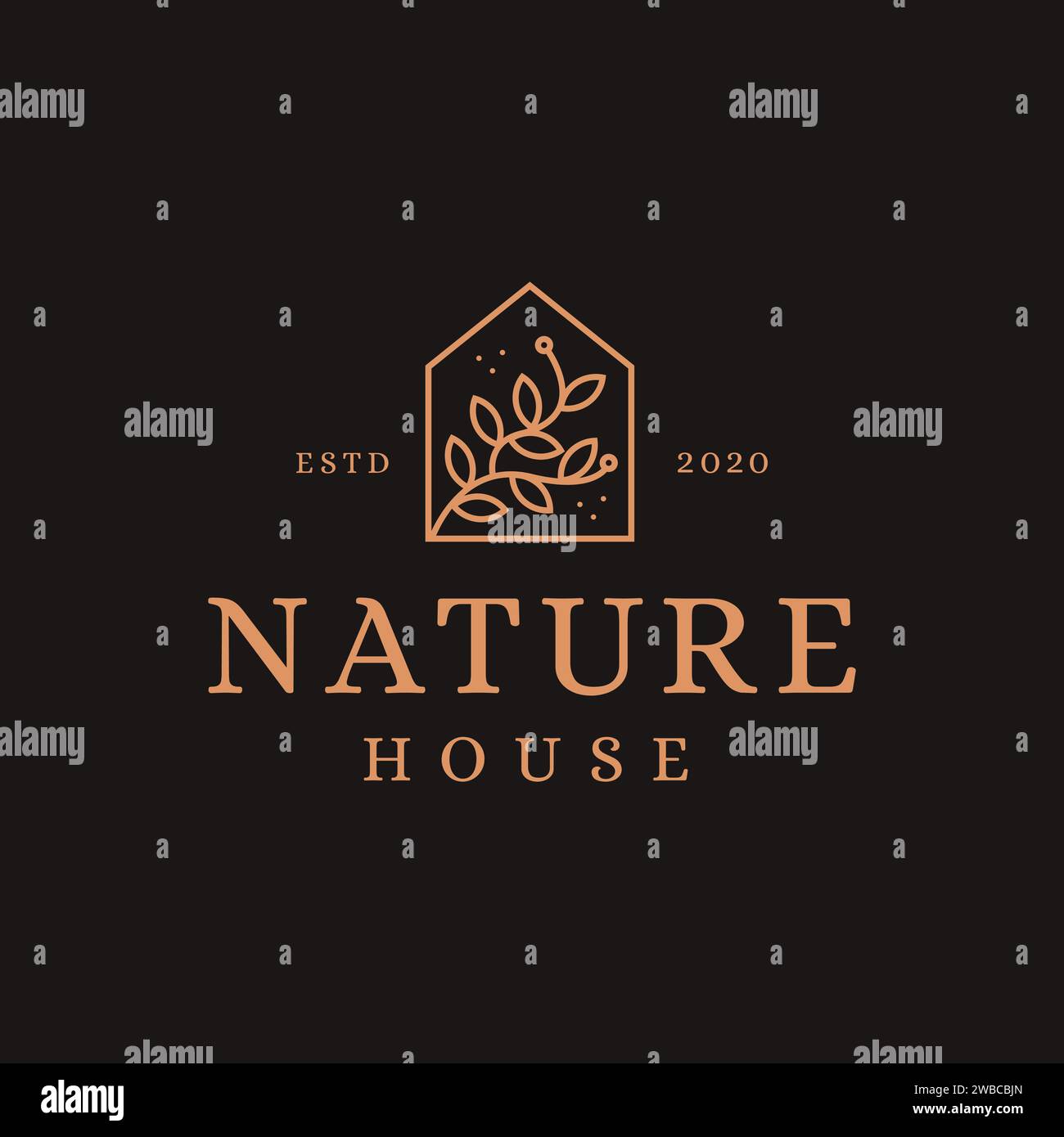 Nature House logo design with line art style Stock Vector Image & Art ...