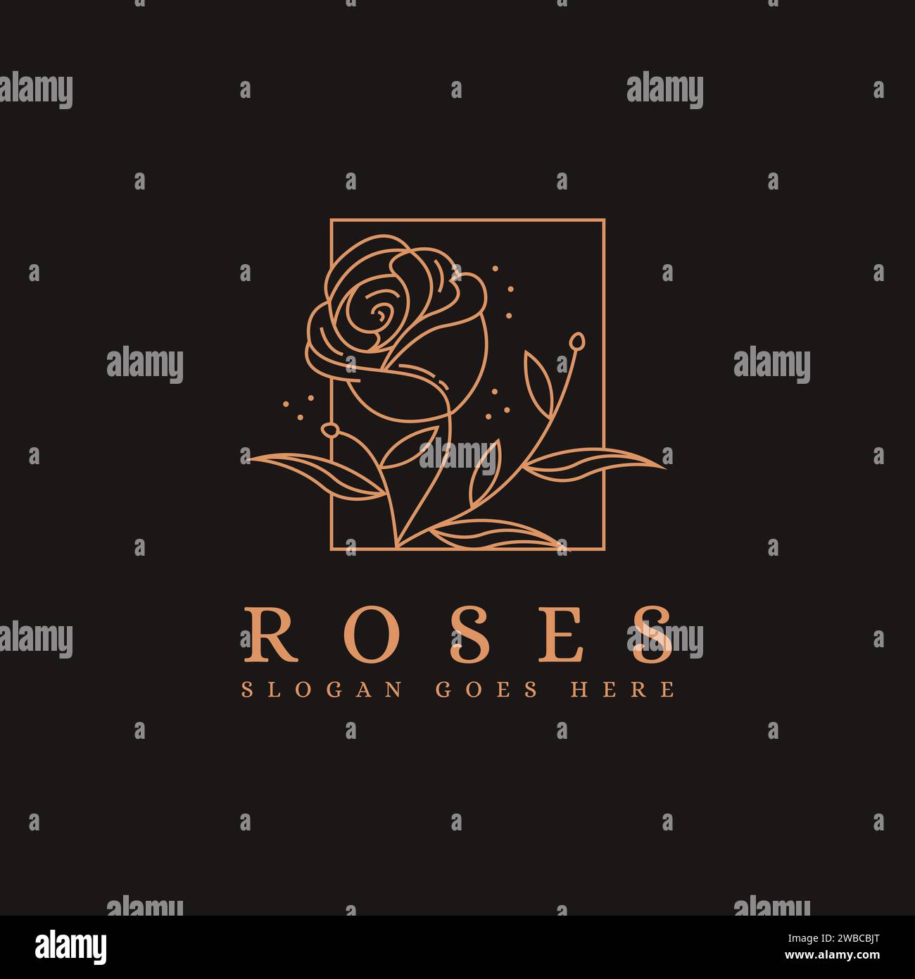 Nature rose logo design, with line art style drawing Stock Vector Image ...