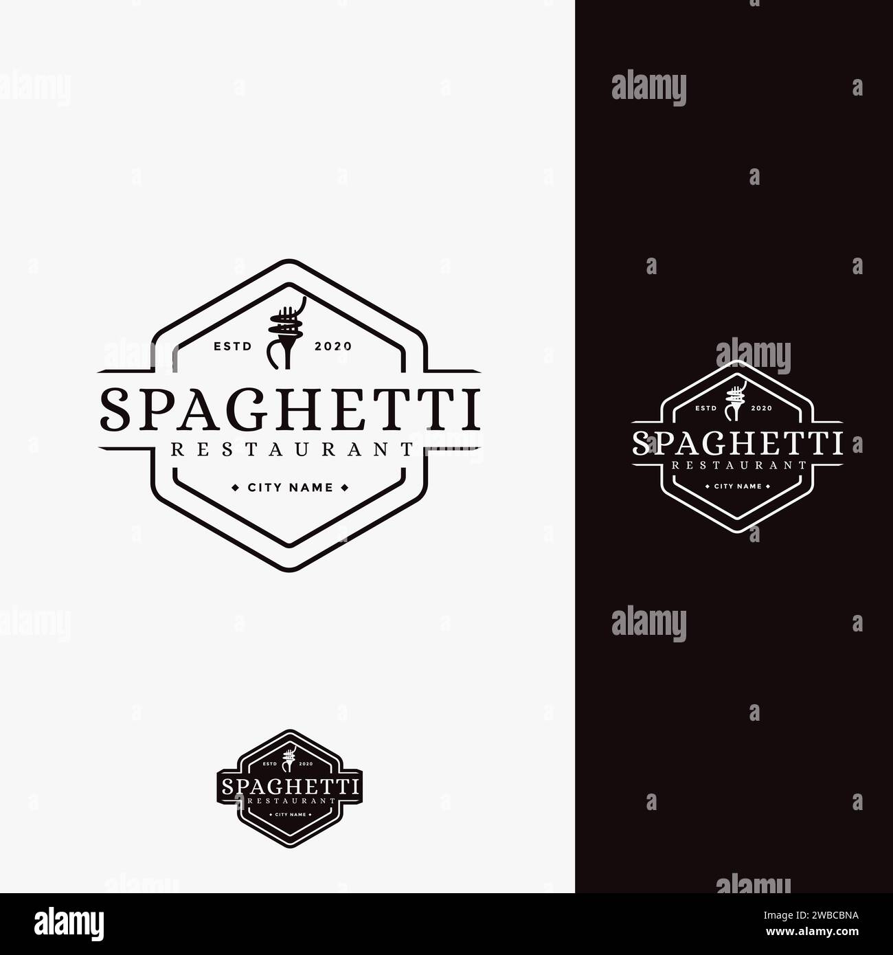 Vintage classic retro spaghetti pasta noodle logo vector Stock Vector ...