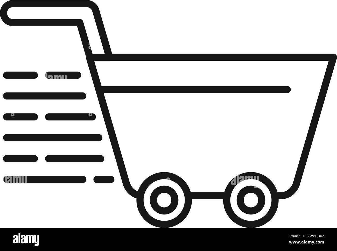 Fast shopping cart icon outline vector. Speed device. Race horse run ...
