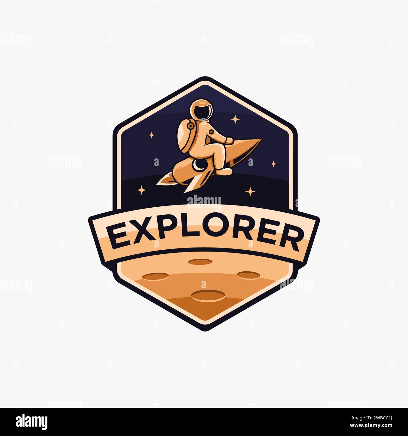 Emblem badge Space explorer astronaut logo vector Stock Vector Image ...