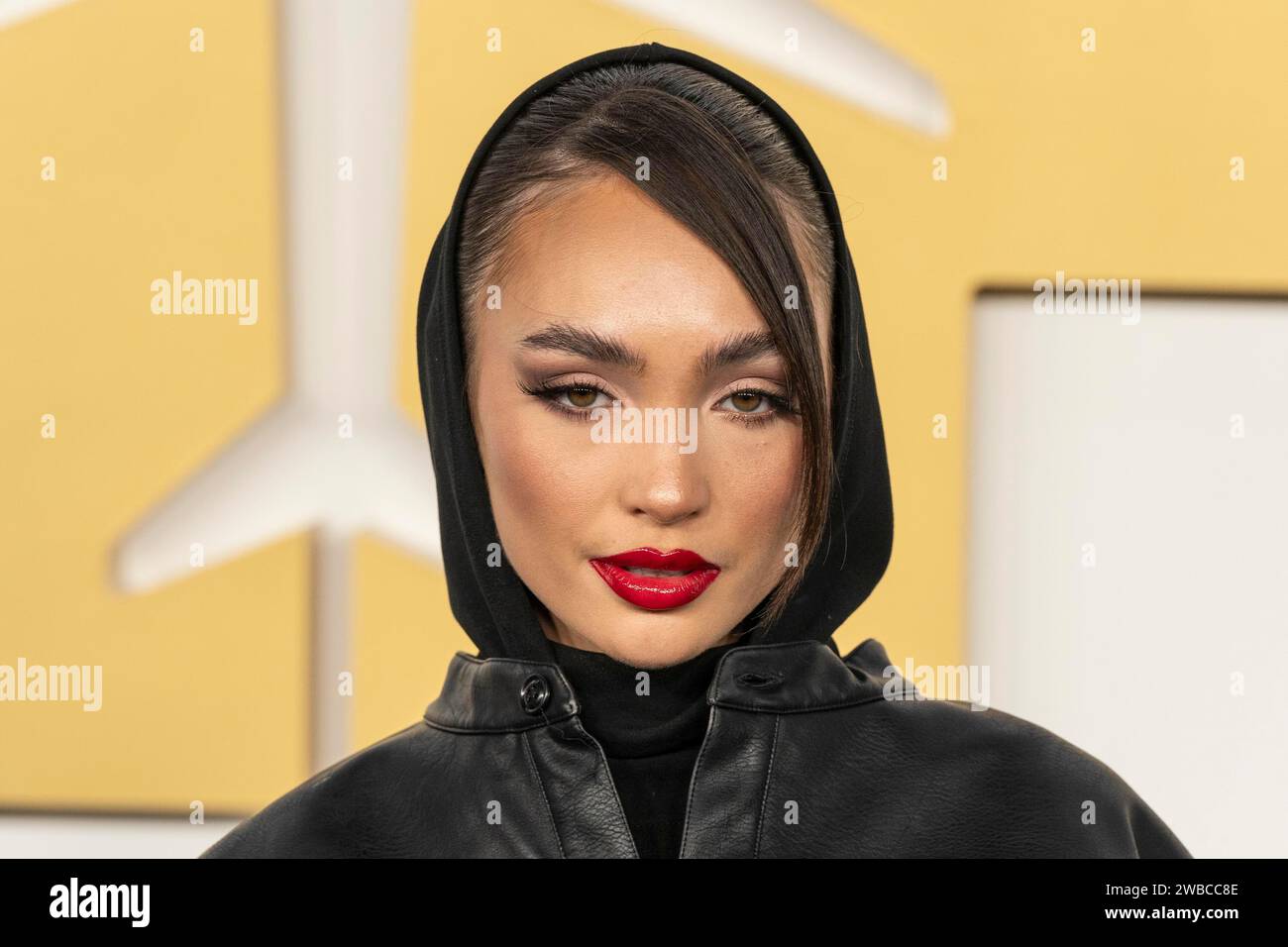 New York, New York, USA. 8th Jan, 2024. R'Bonney Gabriel wearing dress ...