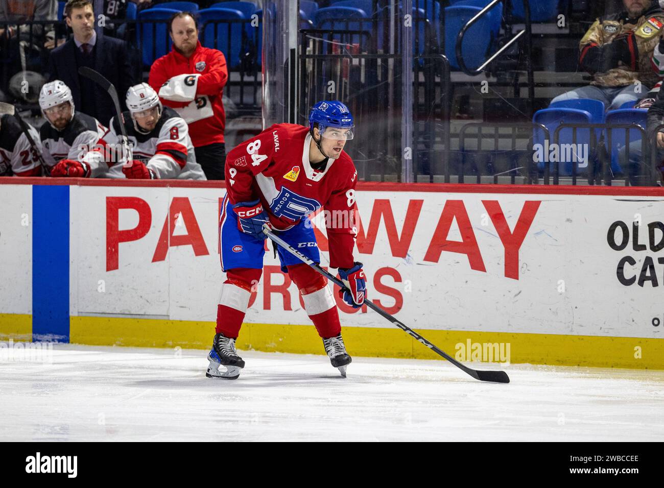 January 7th, 2024: Laval Rocket defenseman William Trudeau (84) skates ...