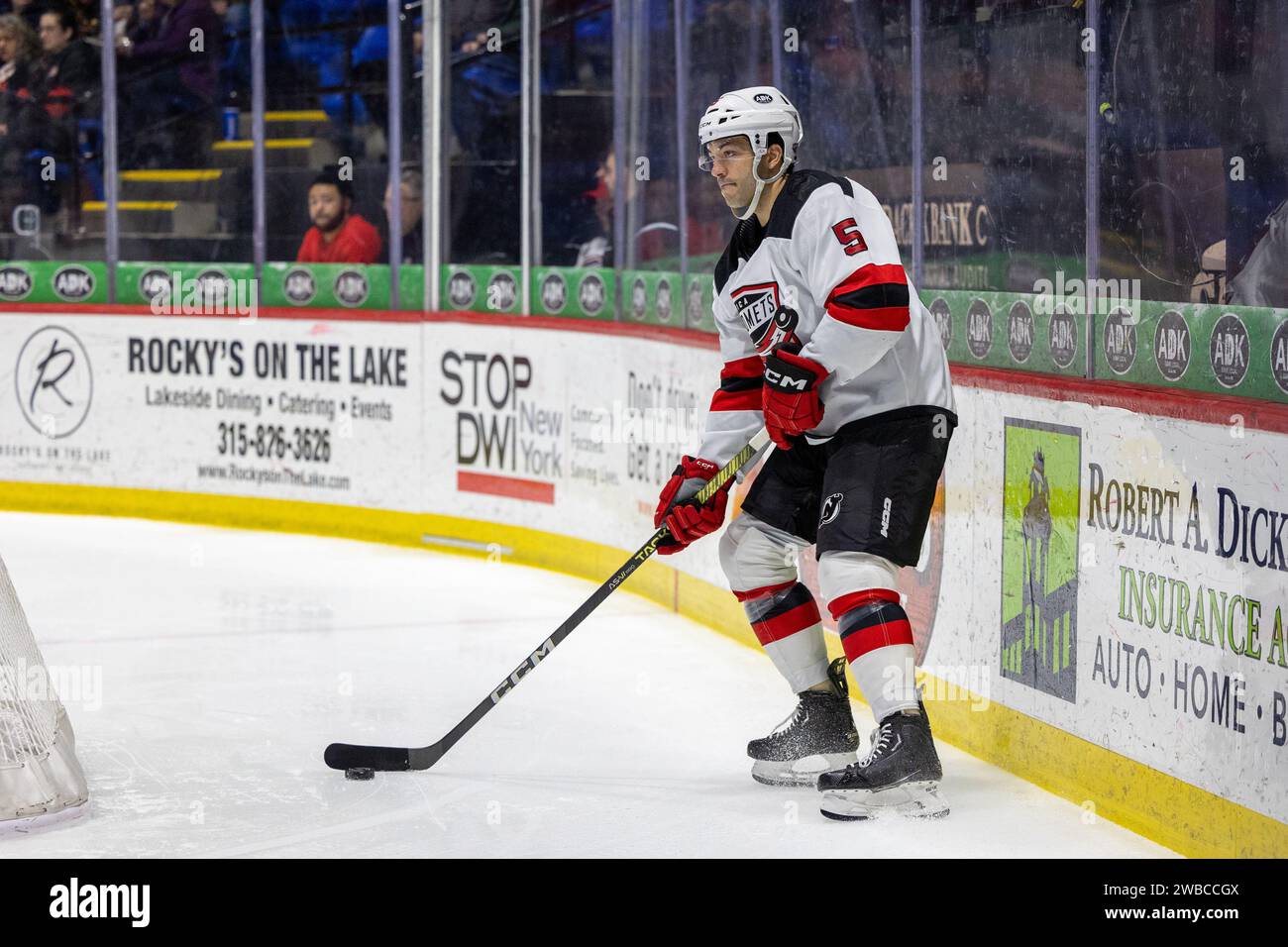 January 7th, 2024: Utica Devils defenseman Robbie Russo (5) skates in ...