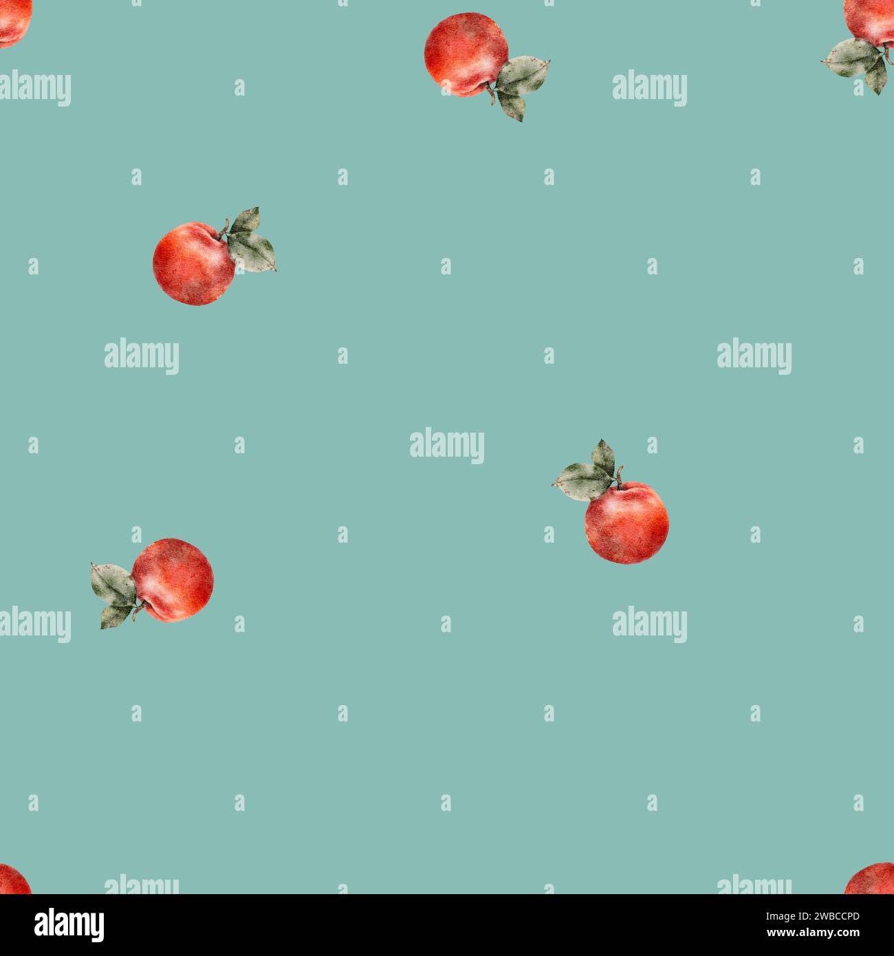 Seamless pattern with apple tree branches. Fruit watercolor background ...