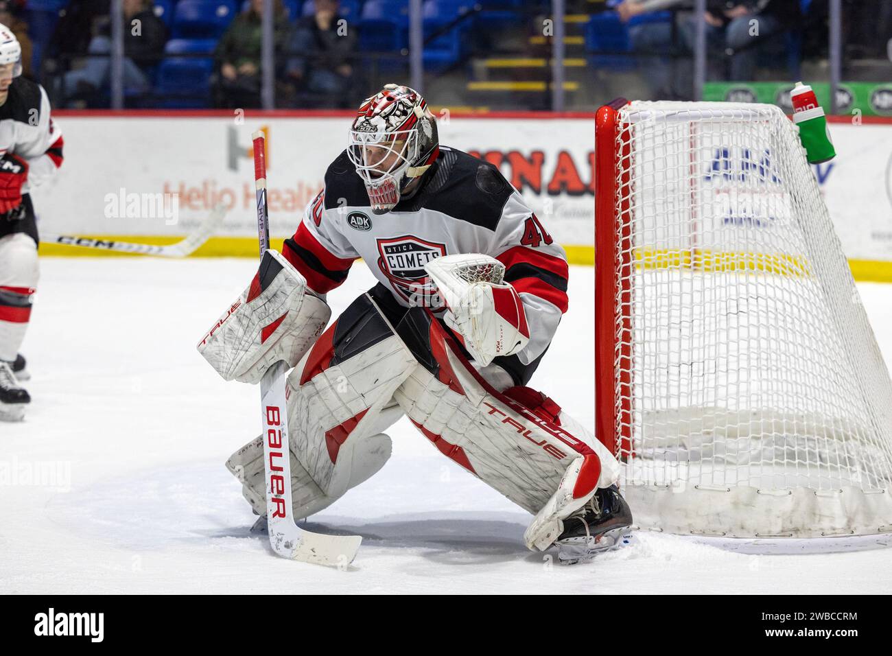 January 7th, 2024: Utica Devils goaltender Akira Schmid (40) makes a ...