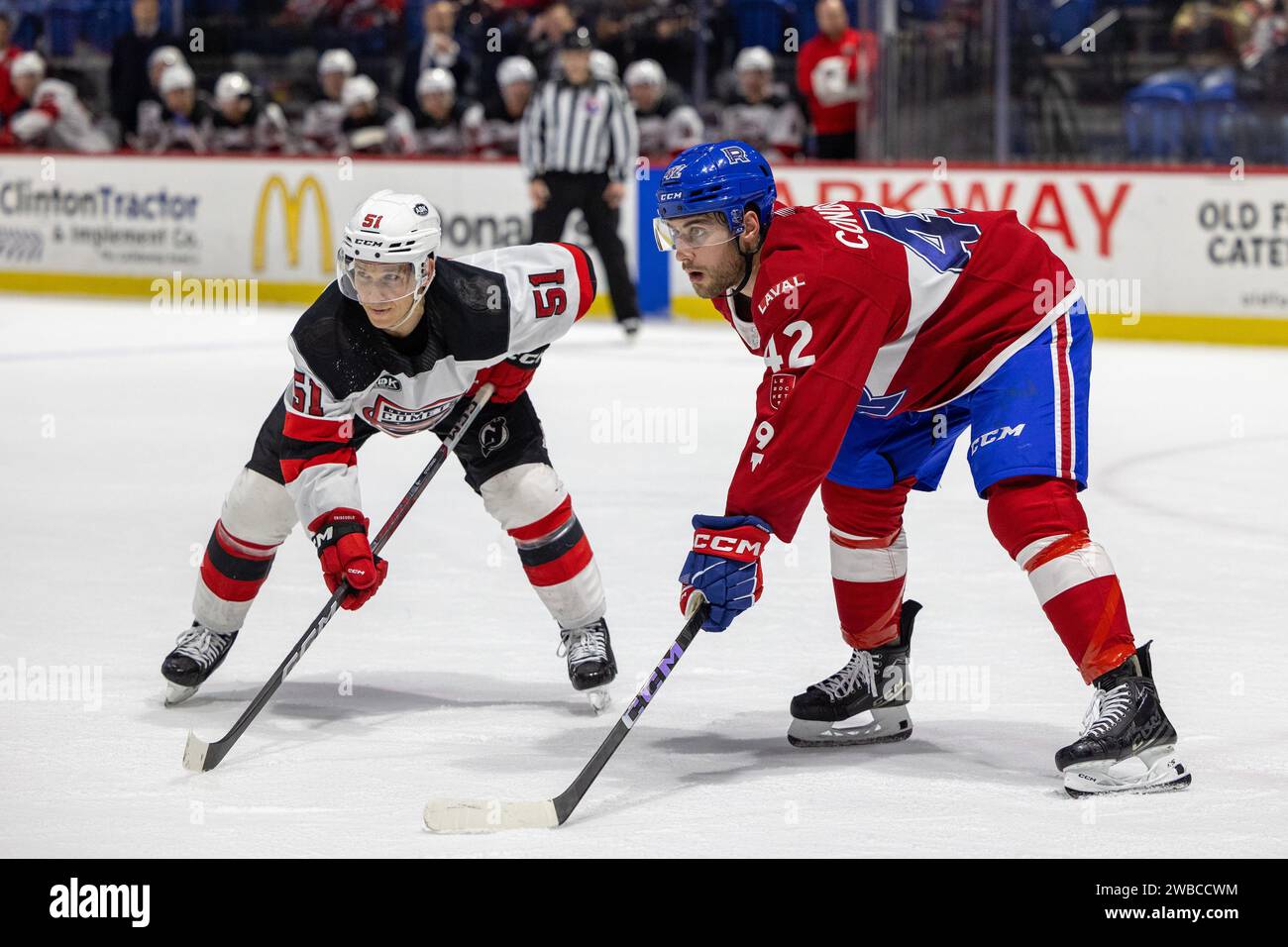 January 7th, 2024: Laval Rocket forward Lucas Condotta (42) and Utica ...
