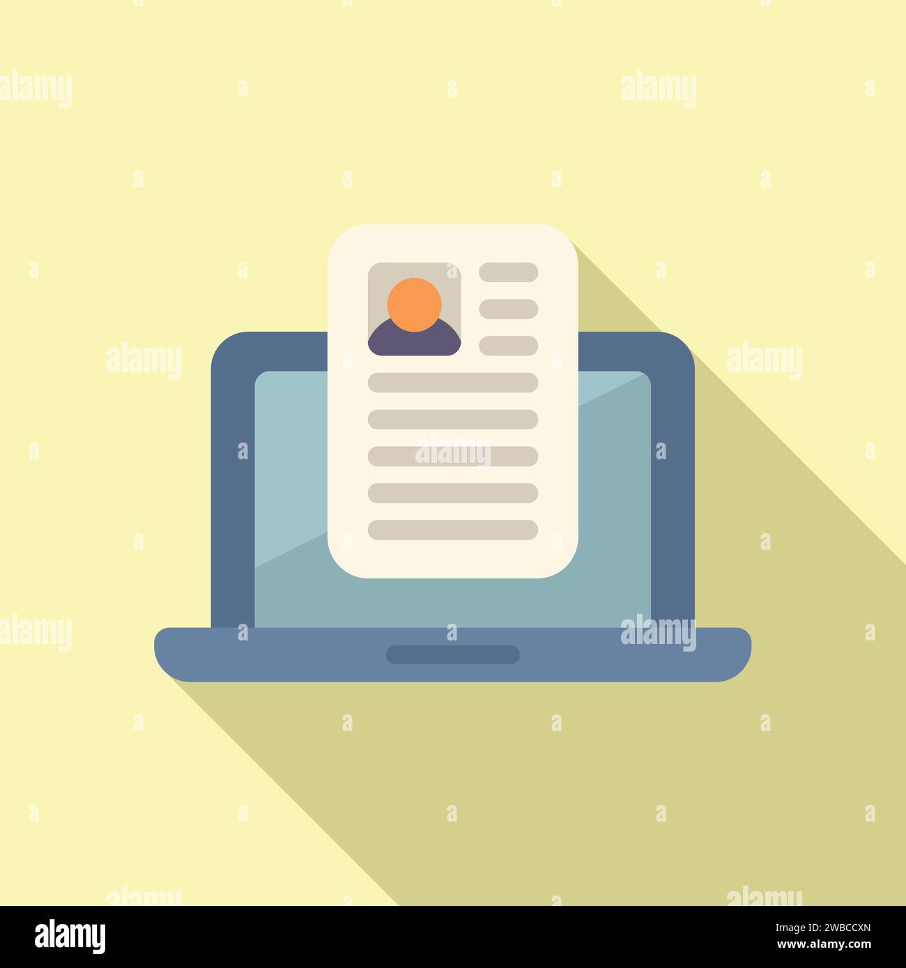 Laptop resume cv paper icon flat vector. Boss research. Career business ...