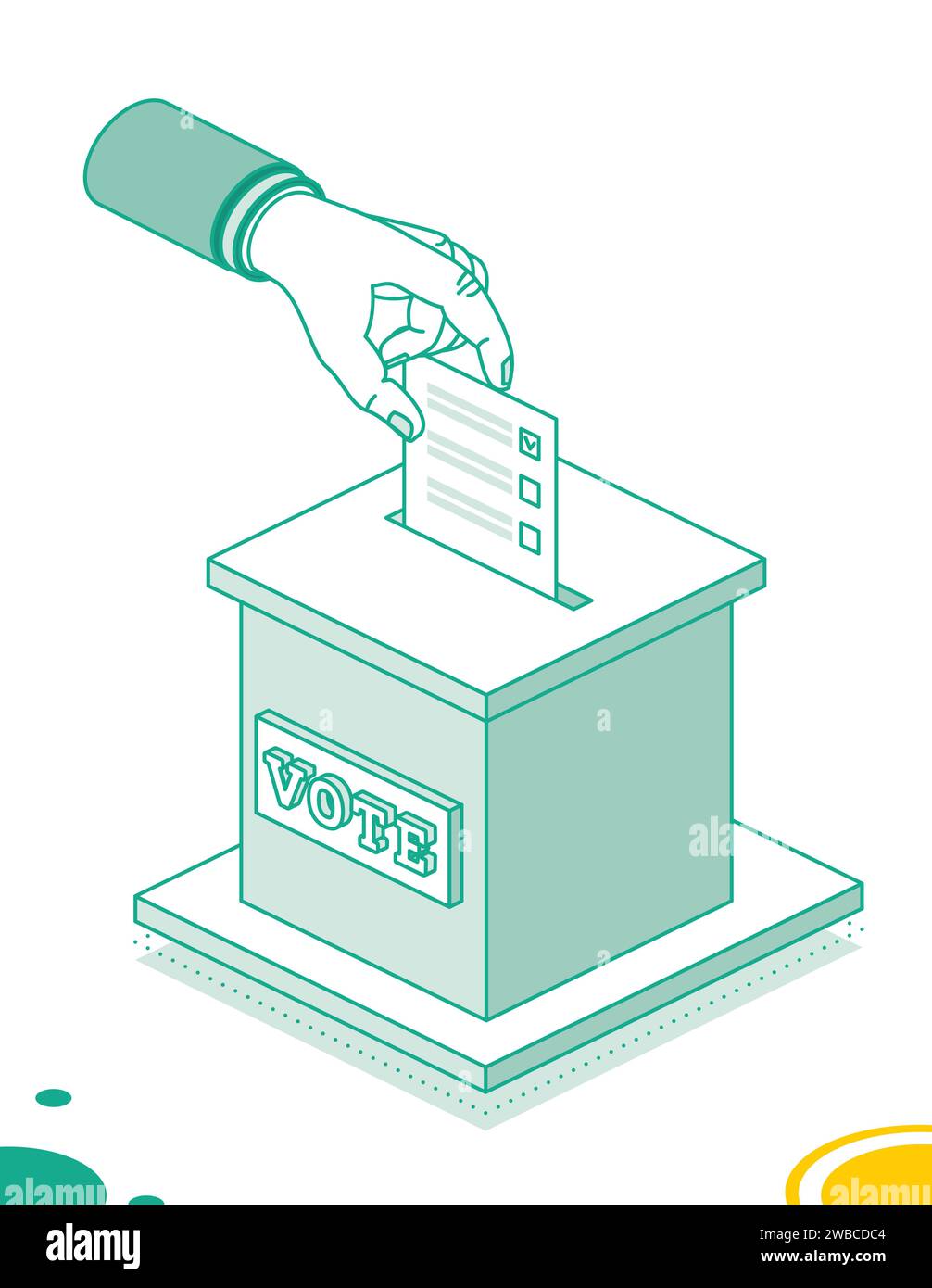 Voting concept. Hand puts vote bulletin into vote box. Vector ...