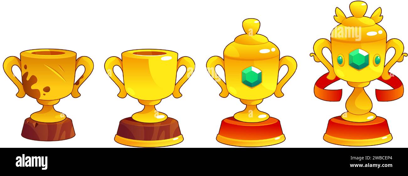 Set of game winner rank cups isolated on white background. Vector ...