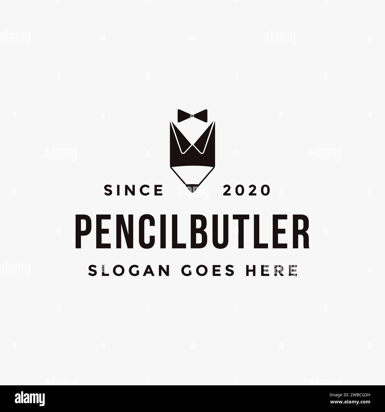 minimalist pencil and butler logo vector Stock Vector Image & Art - Alamy