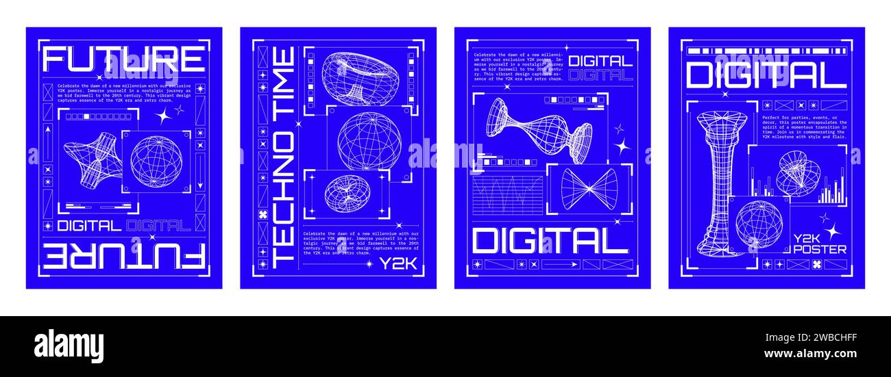 Poster design layout in y2k techno style with grid abstract simple ...