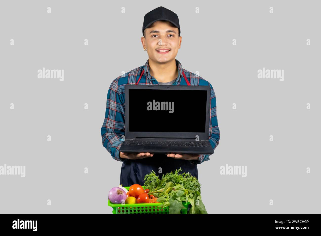 Young Entrepreneur Asian Vegetable Farmer using digital technology ...