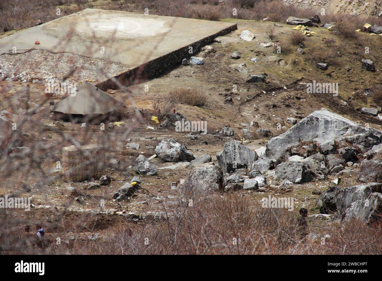 A Helipad damaged in Kedarnath disaster India. Portions of the ...