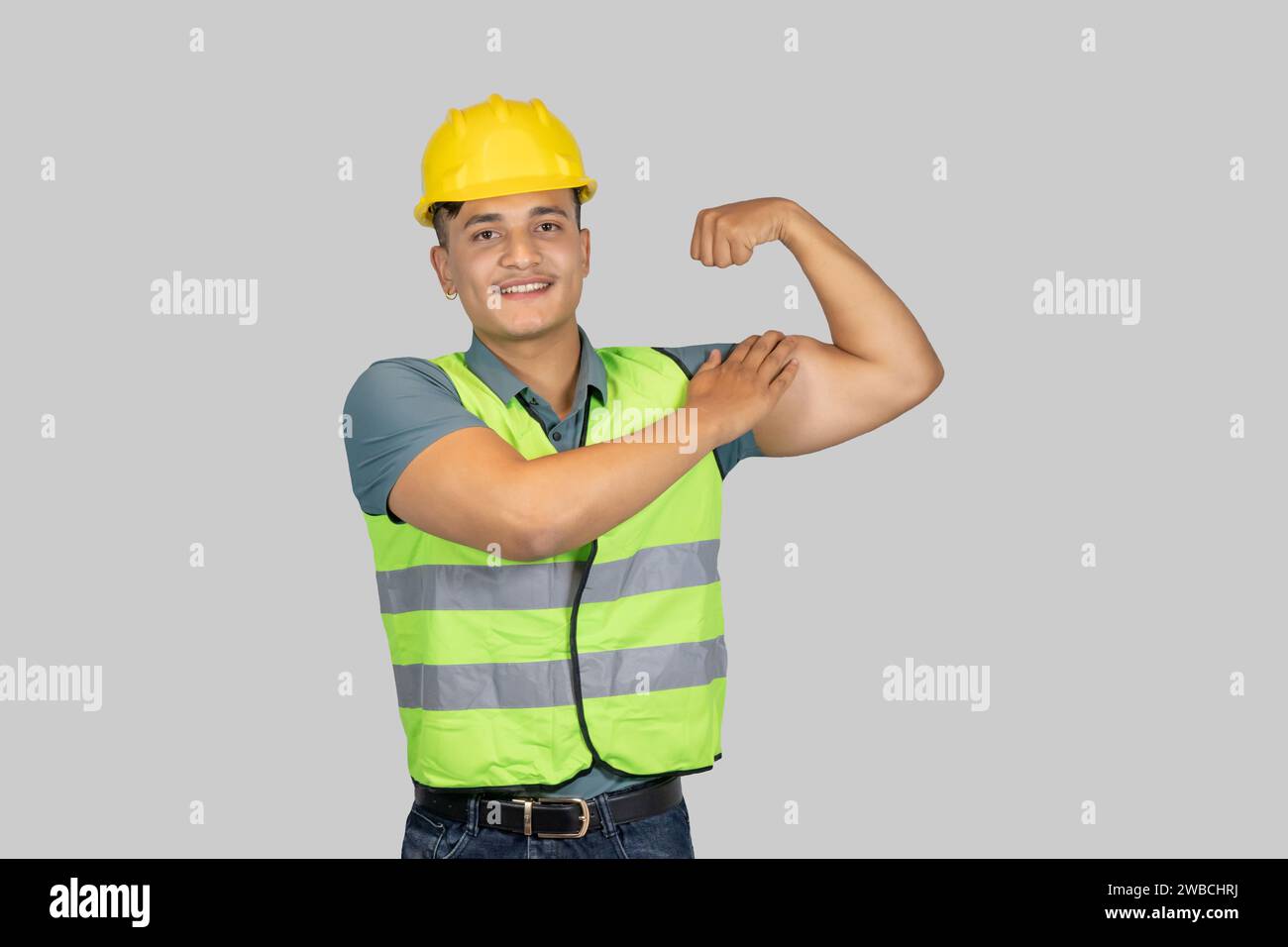 A Handsome Asian India Nepal Male Construction Engineer Giving Gestures ...