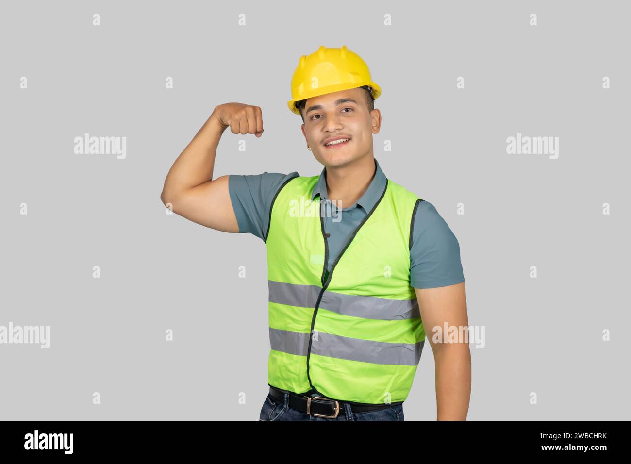 A Handsome Asian India Nepal Male Construction Engineer Giving Gestures ...