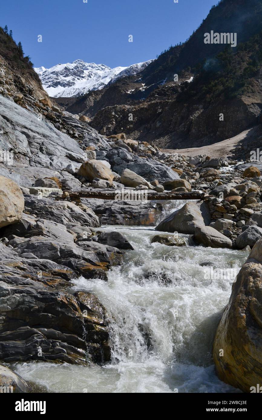 Mandakini river view in Kedarnath valley in India. Mandakini River ...